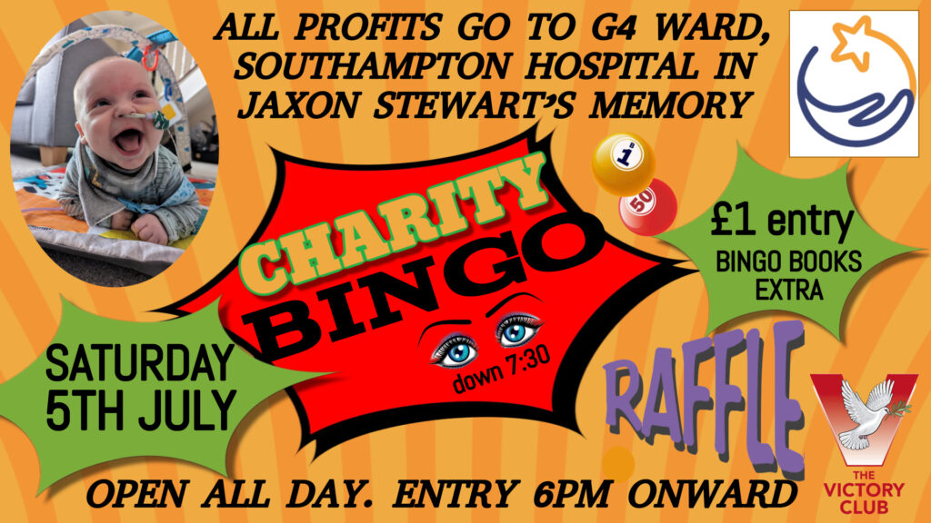 Charity Bingo Raffle Saturday 5th July – THE VICTORY CLUB